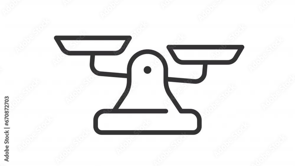 2D black creative thin line animation of weight scale, HD video with ...