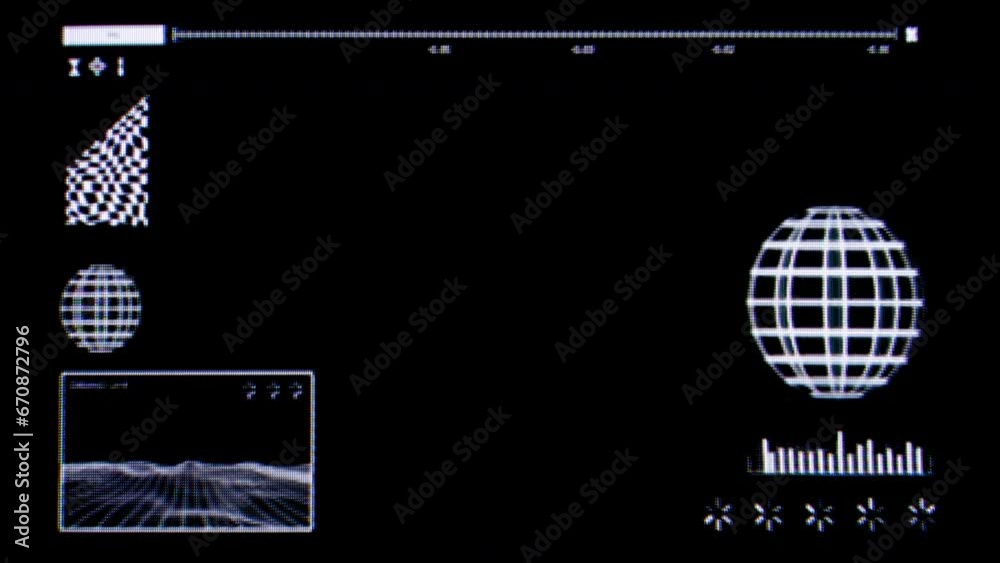 Animation of user interface with Sci-Fi HUD elements on dark background ...