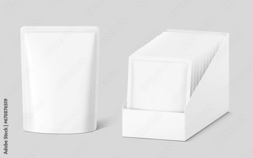 Pouch bag multipack mockup. Different view. Vector illustration ...