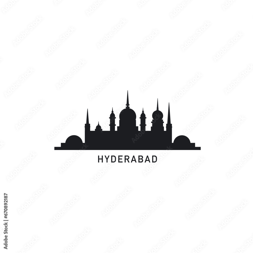 India Hyderabad cityscape skyline city panorama vector flat modern logo ...