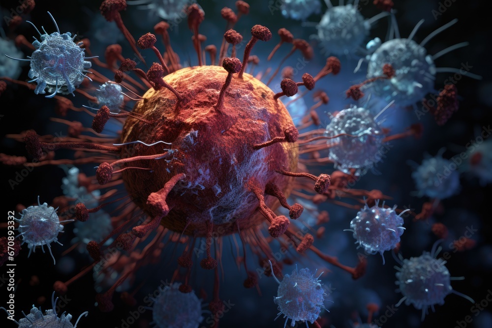 3D illustration of SARS-CoV-2 virus in colour background, Unveil the ...