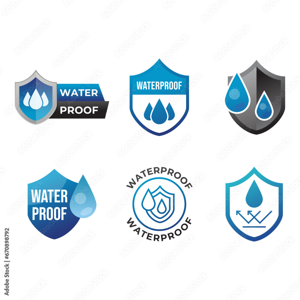 Waterproof label or waterproof symbol vector isolated. Waterproof label ...