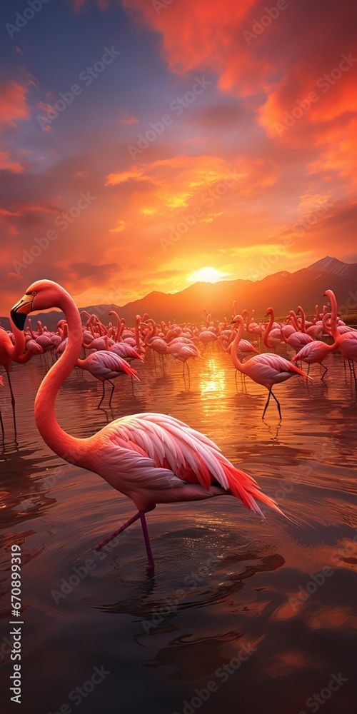 Flamboyant Flamingos: A Dance of Grace and Beauty in the Wetlands Stock ...