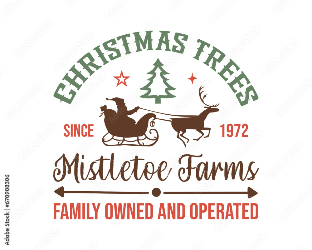 Christmas trees farms vintage farmhouse Christmas sign, label, poster ...