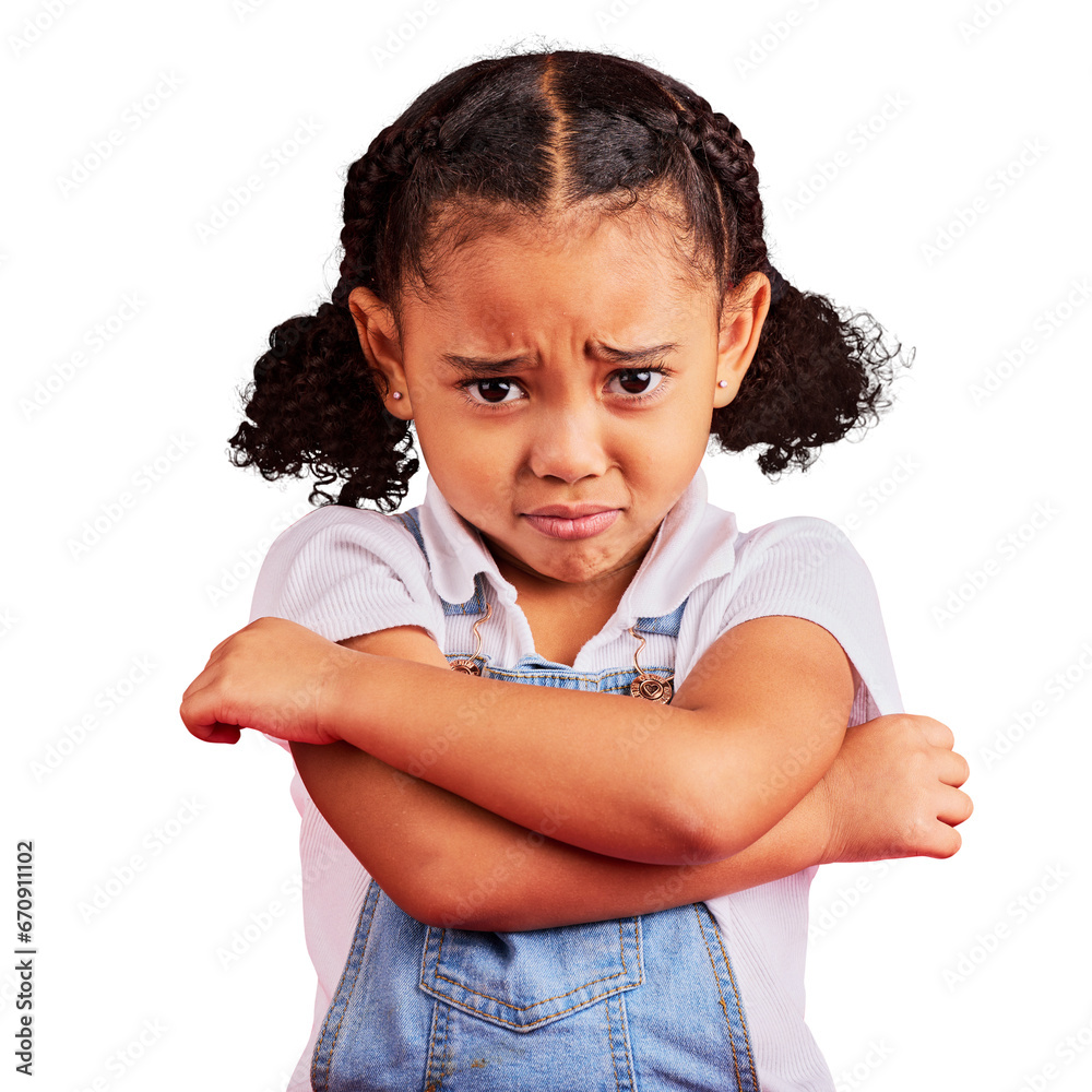 Child, arms crossed or sad portrait and crying with depression, mental ...