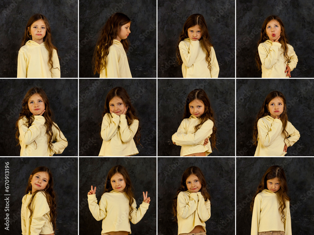 Actress emotions portfolio. Collage set emotion of different facial ...