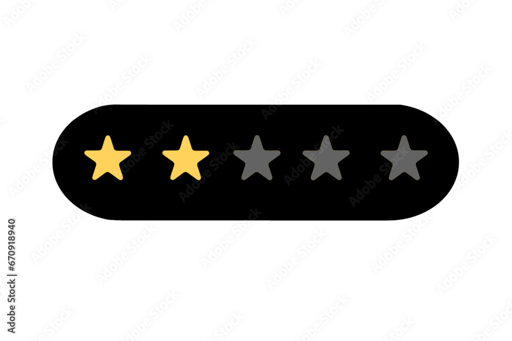 black and yellow 2 stars rating badges icon feedback level of ...