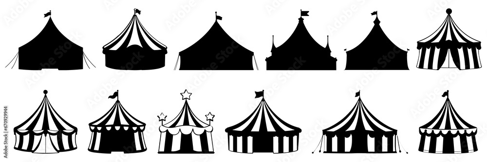 Circus silhouettes set, large pack of vector silhouette design ...