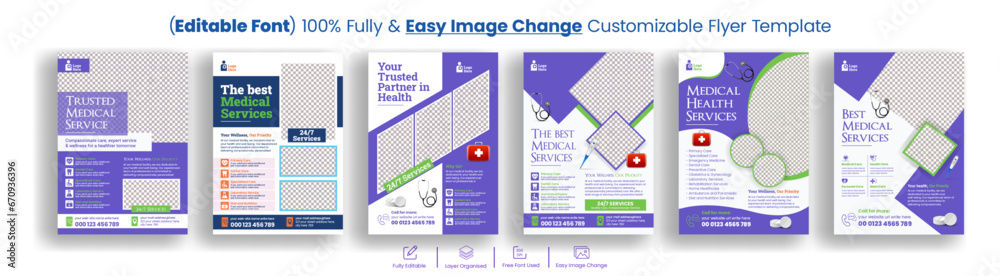Editable Medical Healthcare flyer set template for Dental care service ...