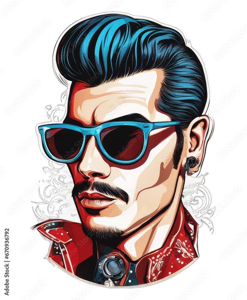 Rockabilly man clipart png vintage pin-up boy clipart 1950s old ...