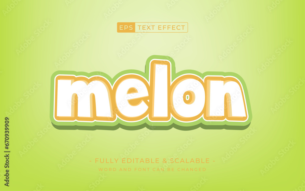 Melon editable 3d text effect premium vector - summer edition Stock ...