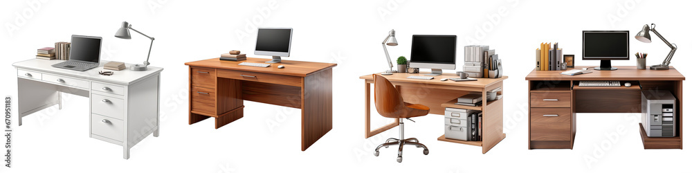 Computer desk Hyperrealistic Highly Detailed Isolated On Transparent ...
