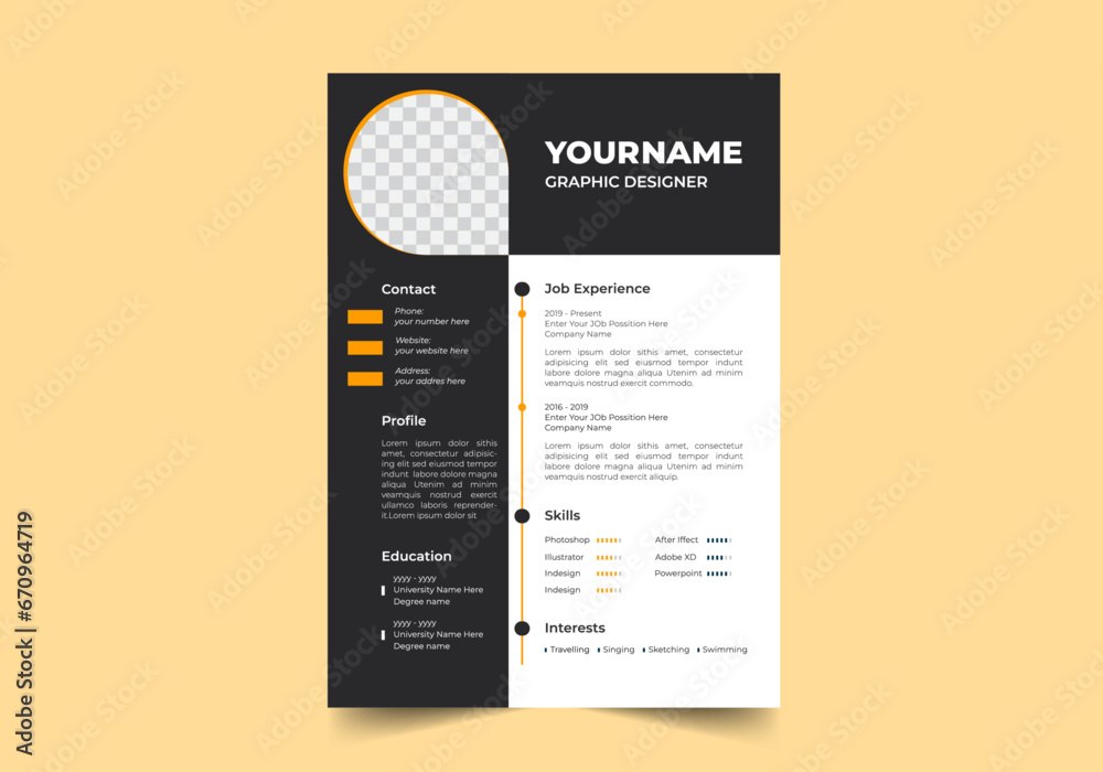 Clean Modern trendy Resume and Cover Letter Layout Vector Template for ...