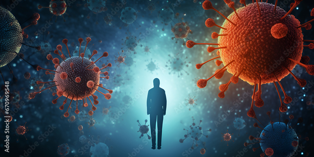danger zone, Disease, Different shapes bacterias and virus cells near ...