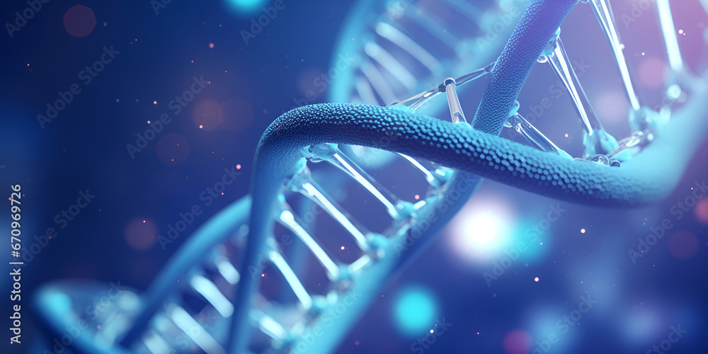 Science Biotechnology DNA.illustration of human DNA under microscope on ...