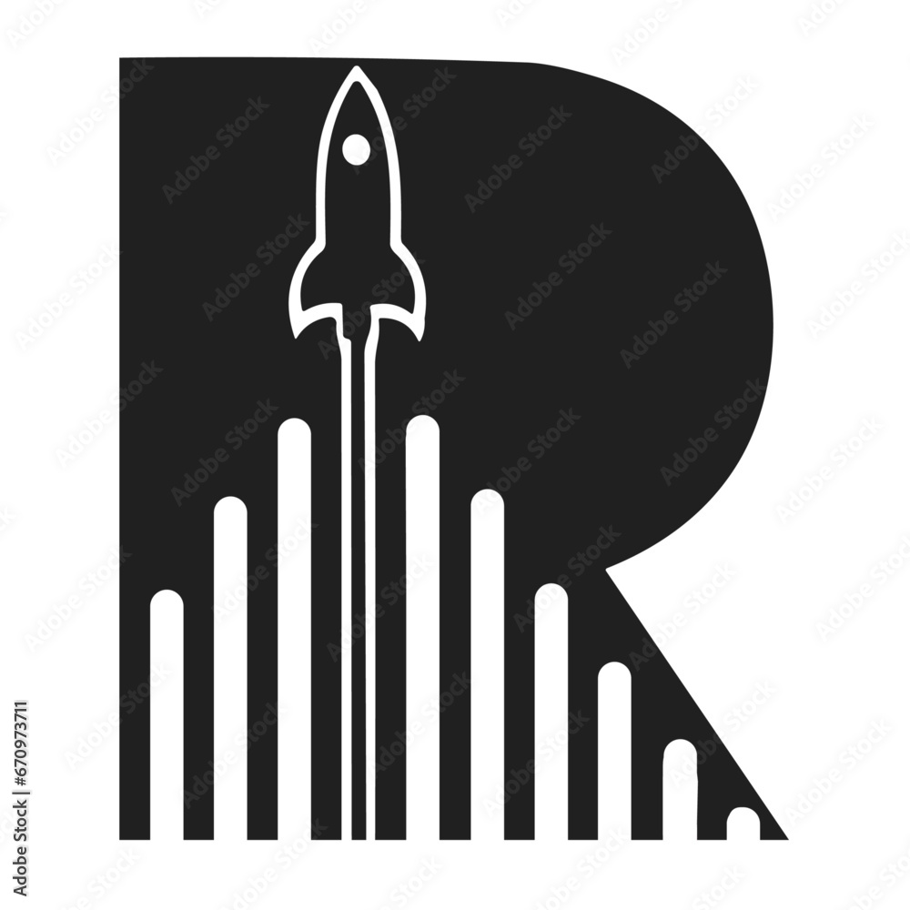 Dynamic Rocket and Letter R Logo for grouth investment or any startups ...