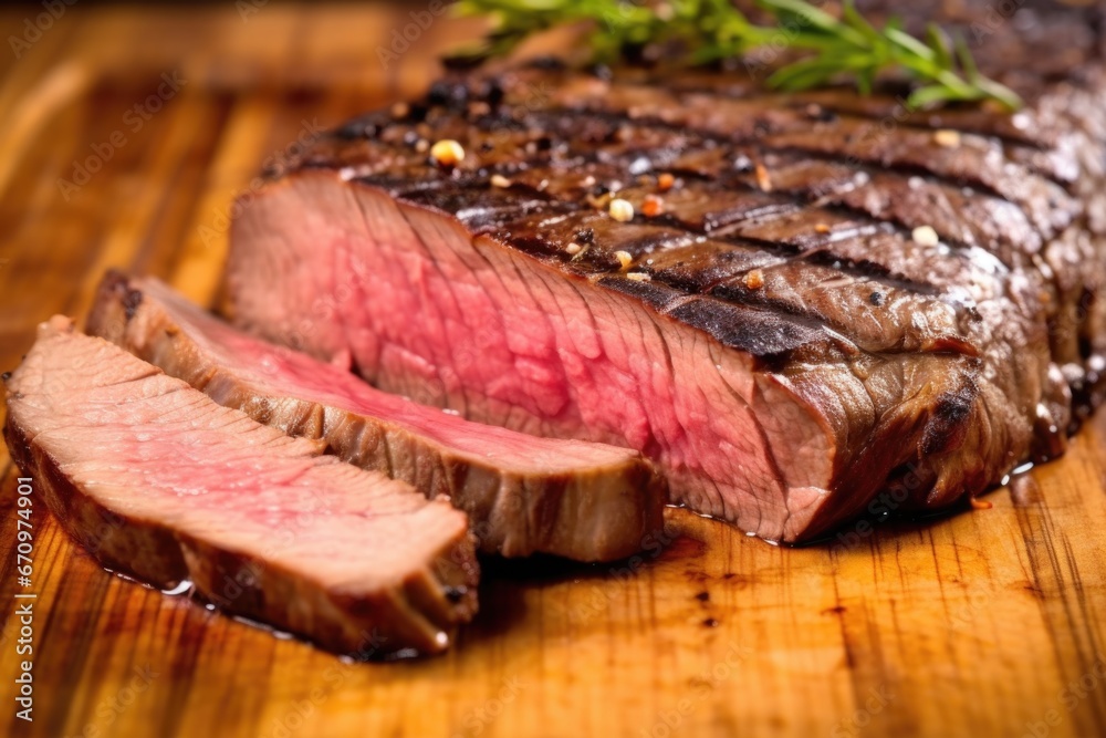cross-section of a perfectly cooked grilled sirloin steak Stock Photo ...