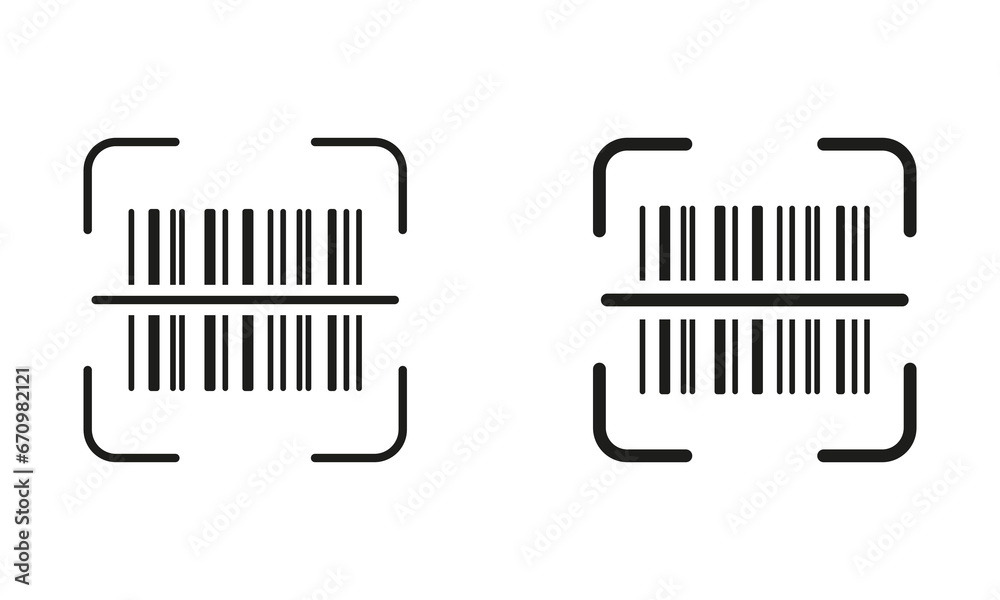 Barcode Tag Scanner Pictogram. Scan Bar Code Line and Silhouette Black ...