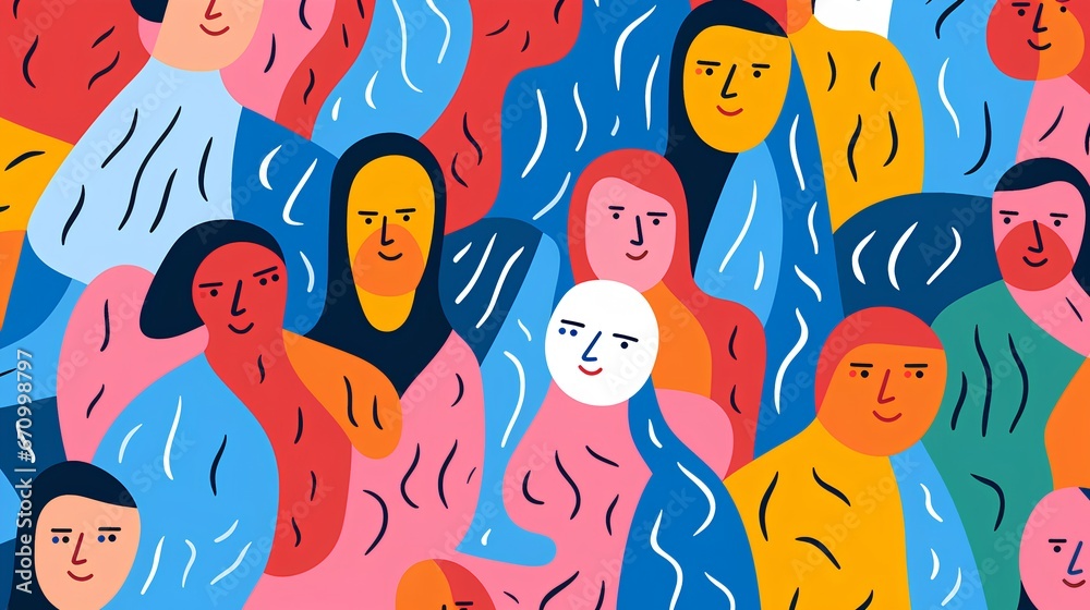 Abstract illustration, diverse group of people. Modern and simplistic ...