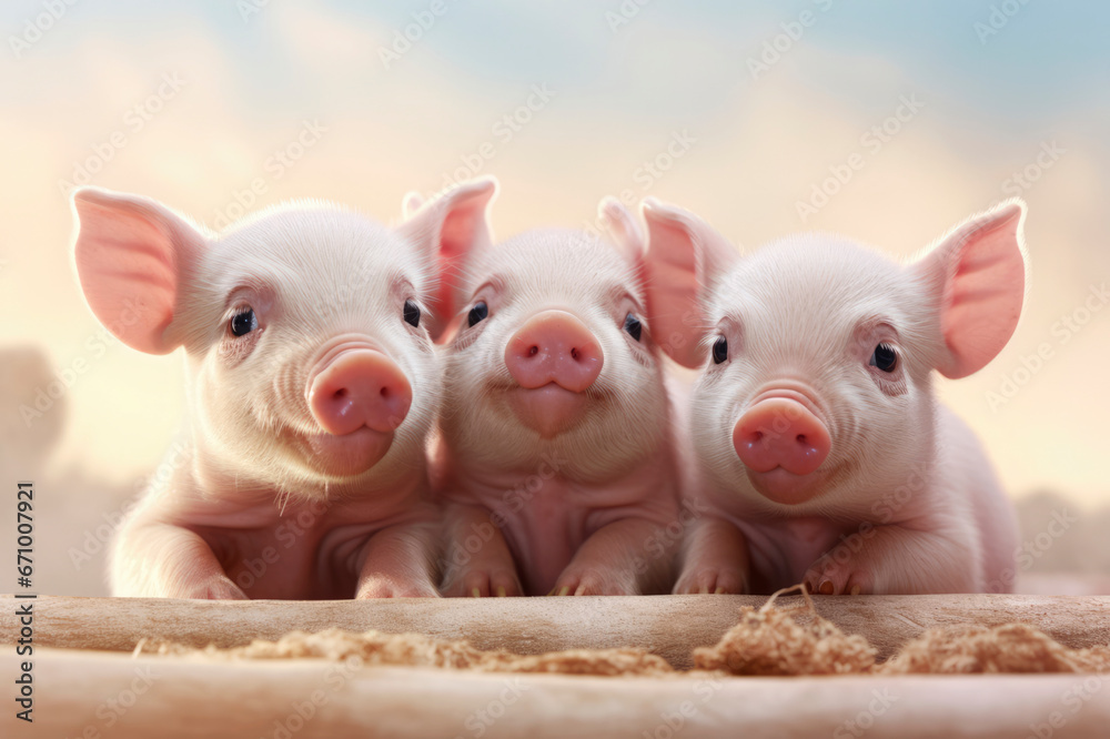 Group of pigs and piglets - Created with generative AI technology Stock ...