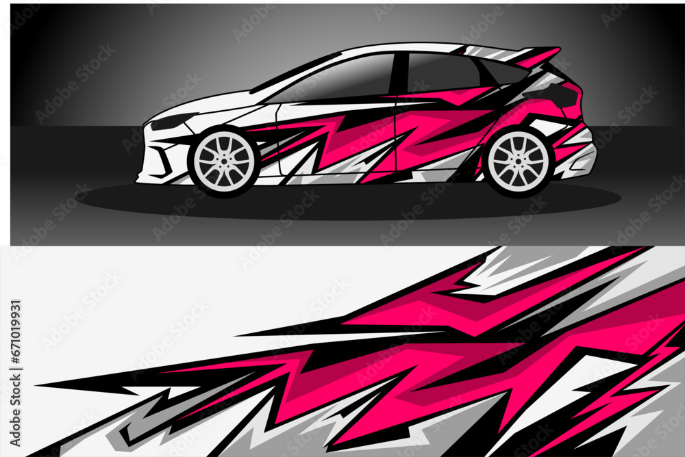 racing car wrap rally livery. design abstract pink strip for car wrap ...