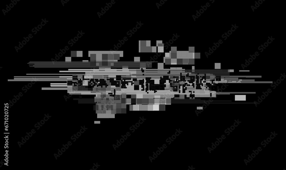 Horizontal distortion of broken video image on black background, VHS ...