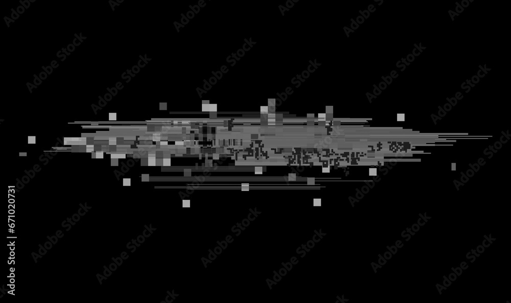 Horizontal distortion of broken video image on black background, VHS ...