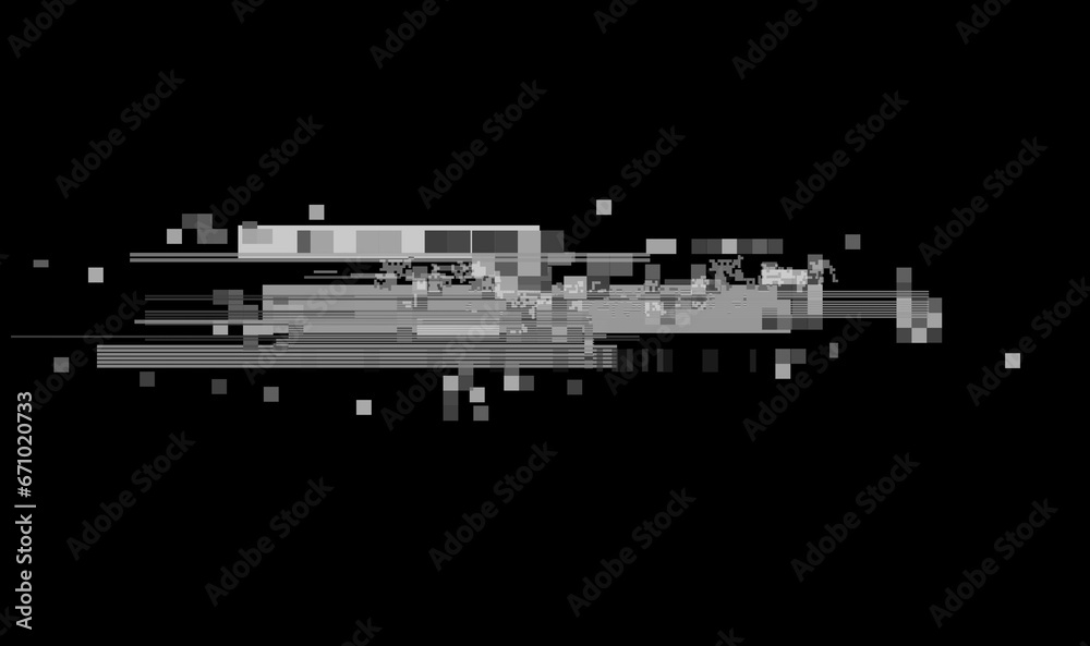 Horizontal distortion of broken video image on black background, VHS ...