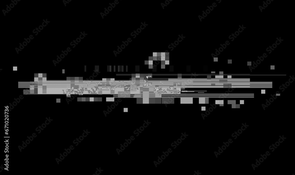 Horizontal distortion of broken video image on black background, VHS ...