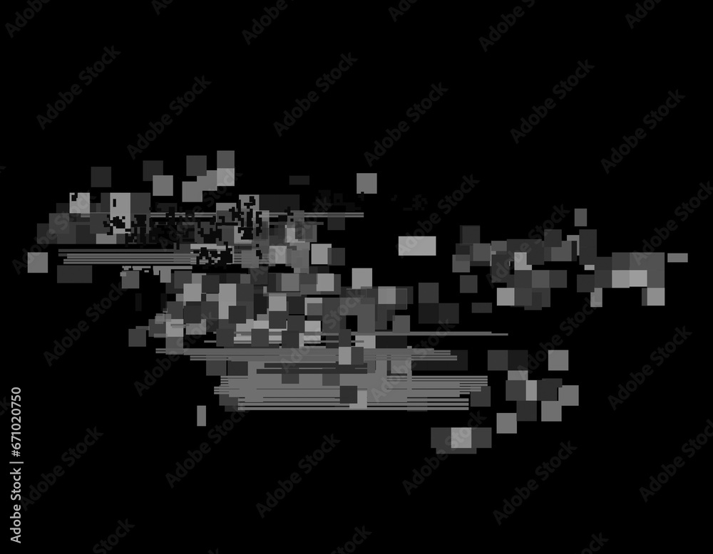 Horizontal distortion of broken video image on black background, VHS ...