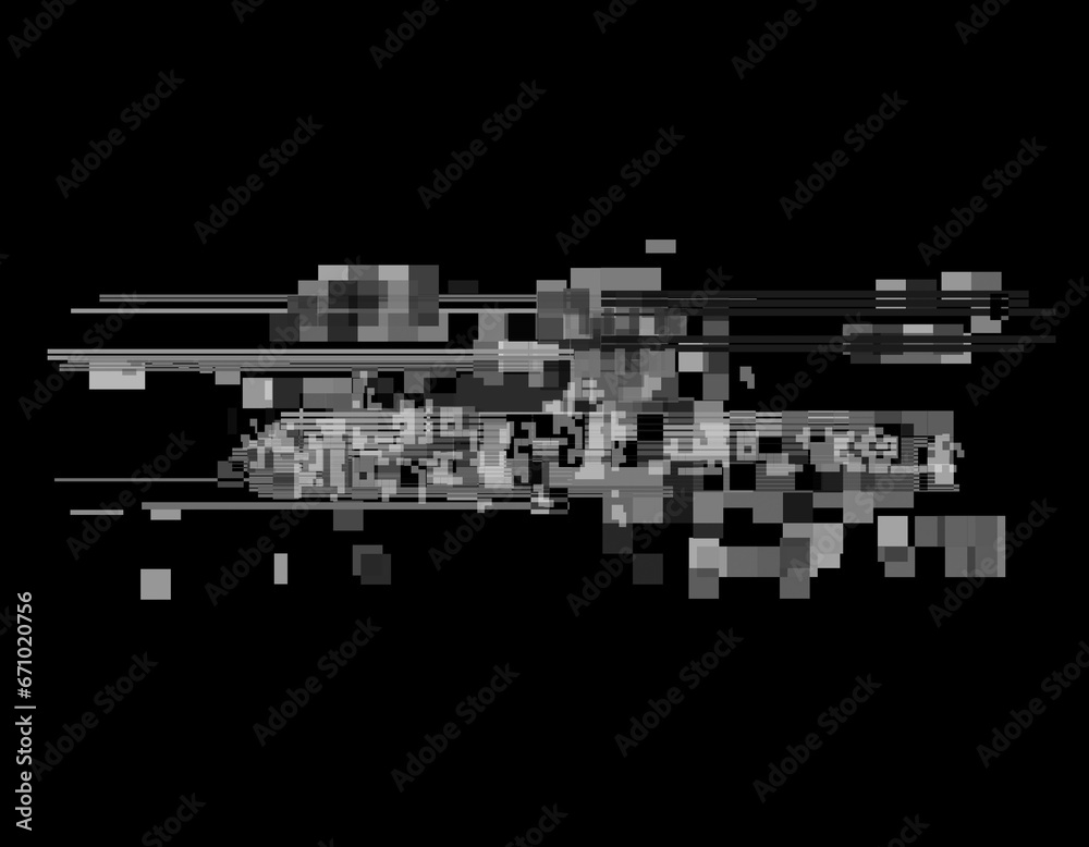 Horizontal distortion of broken video image on black background, VHS ...