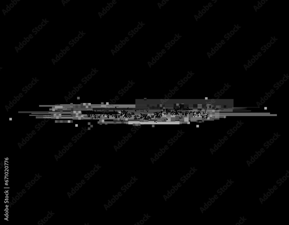 Horizontal distortion of broken video image on black background, VHS ...