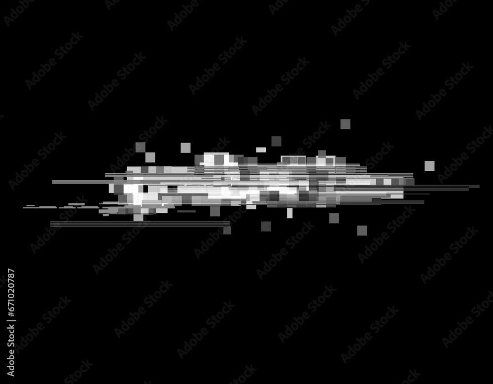 Horizontal distortion of broken video image on black background, VHS ...