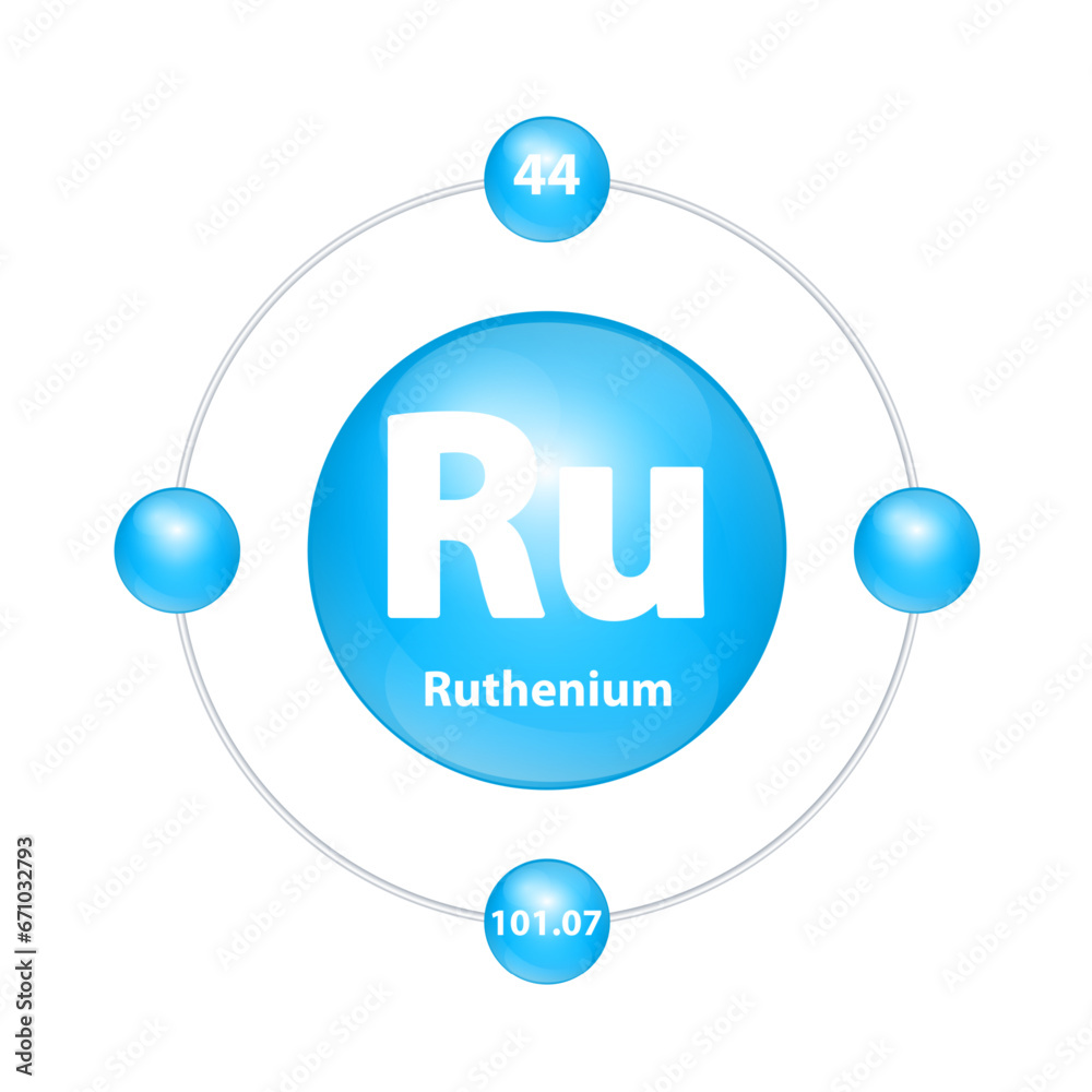 Ruthenium (Ru) Icon structure chemical element round shape circle light ...