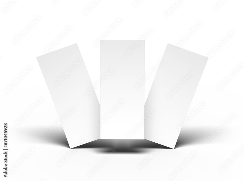 Blank 4x9 Rack Card Sized Flyers to present your design. 3d render on a ...