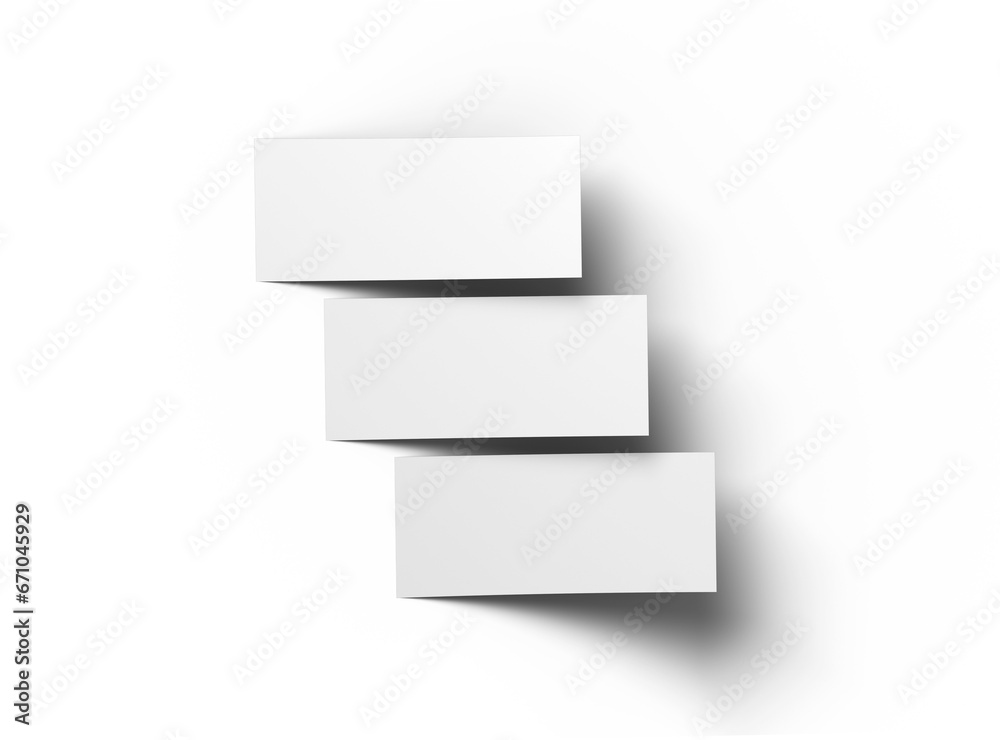 Blank 4x9 Rack Card Sized Flyers to present your design. 3d render on a ...