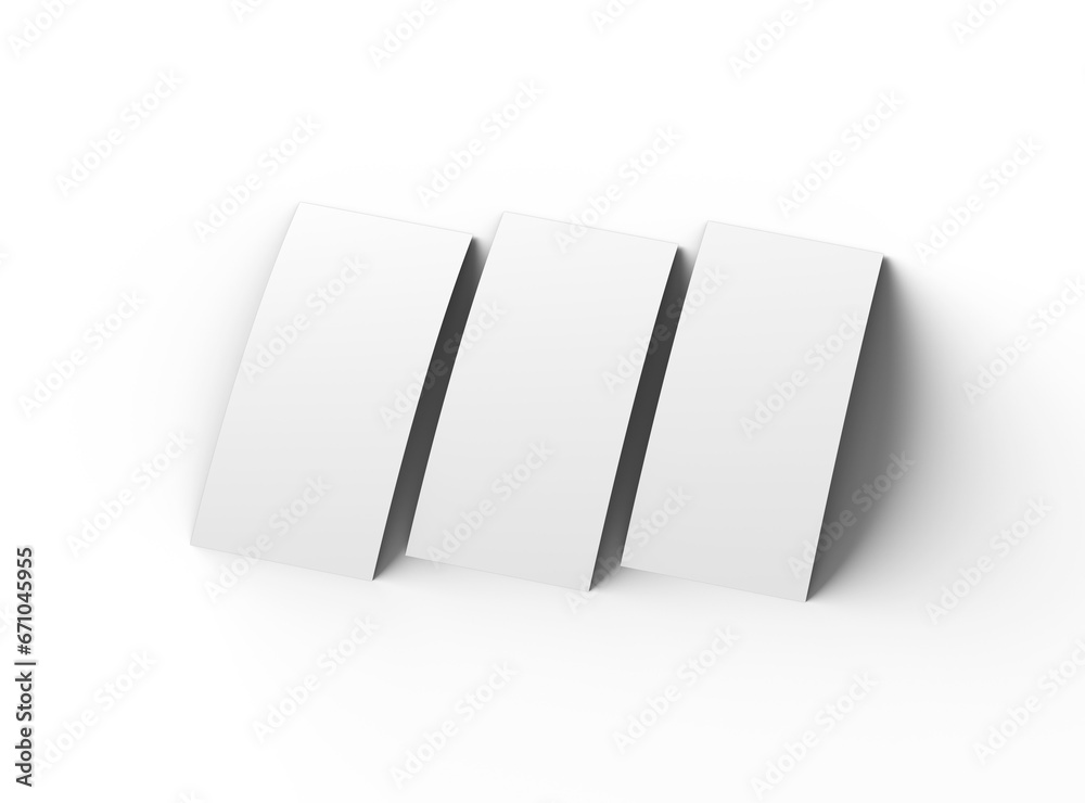 Blank 4x9 Rack Card Sized Flyers to present your design. 3d render on a ...