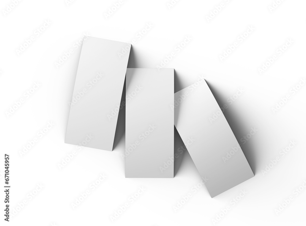 Blank 4x9 Rack Card Sized Flyers to present your design. 3d render on a ...
