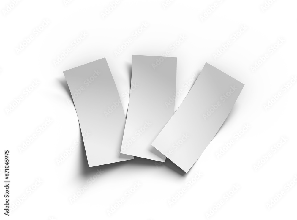 Blank 4x9 Rack Card Sized Flyers to present your design. 3d render on a ...