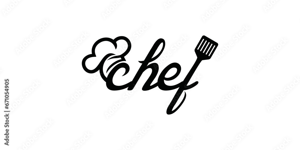 Vetor de Brand chef logo template. Chef word sign symbol icon. Chef ...