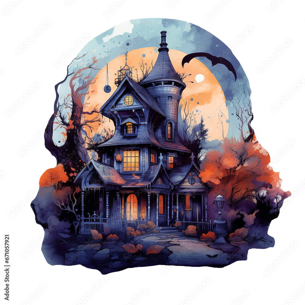 Spooky houses halloween decoration, horror haunted castle story ...