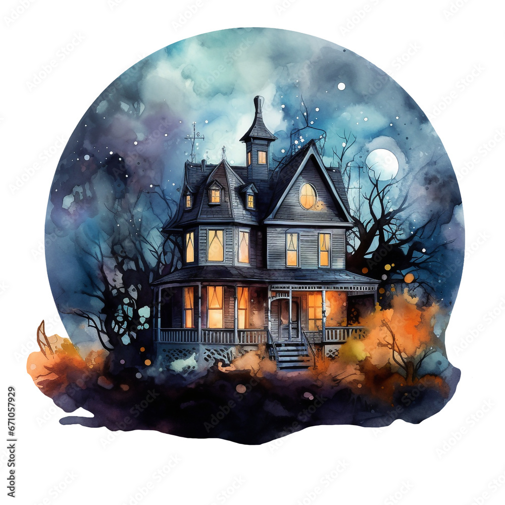 Spooky houses halloween decoration, horror haunted castle story ...