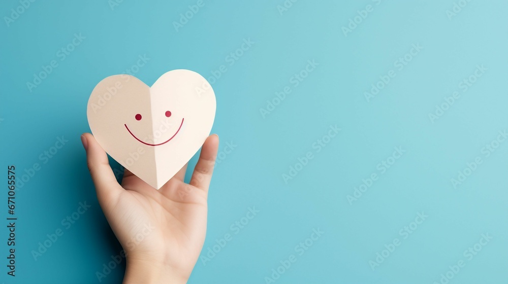 Hand Holding a Paper Smile Symbolizing Emotional Mental Health and Love ...