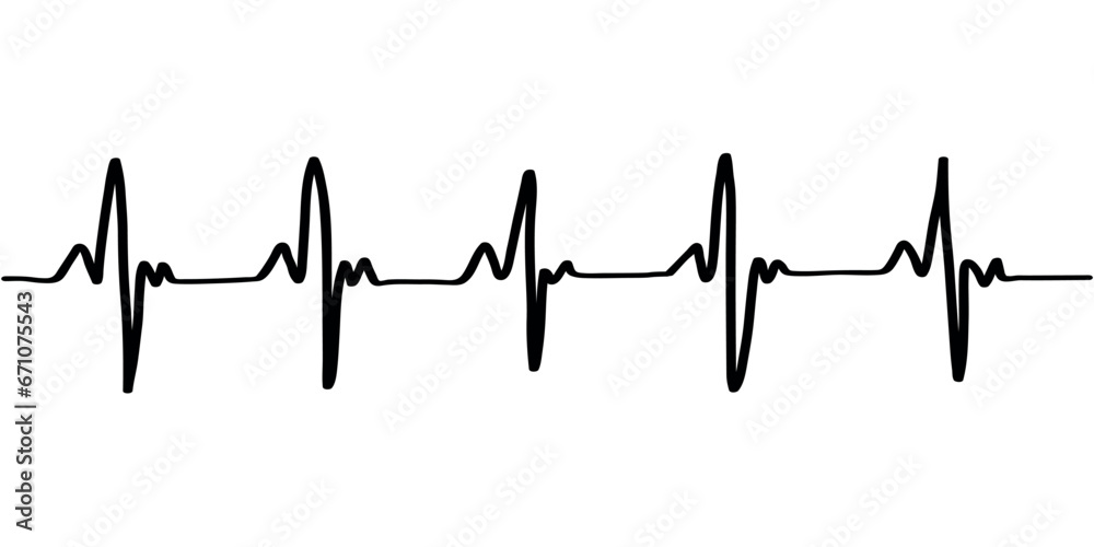 heart rhythm set, Electrocardiogram, ECG - EKG signal, Heart Beat pulse ...