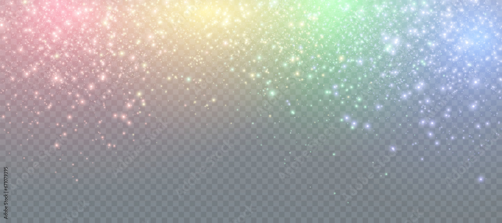 Light bokeh of rainbow dust. Christmas glowing bokeh and glitter ...