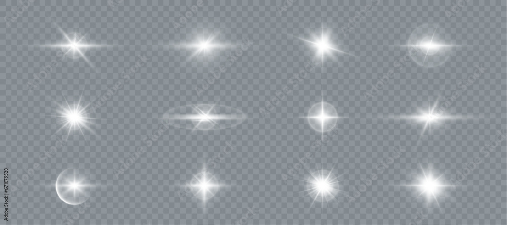 White flashes of light and glare. Laser beams of light. Beautiful light ...