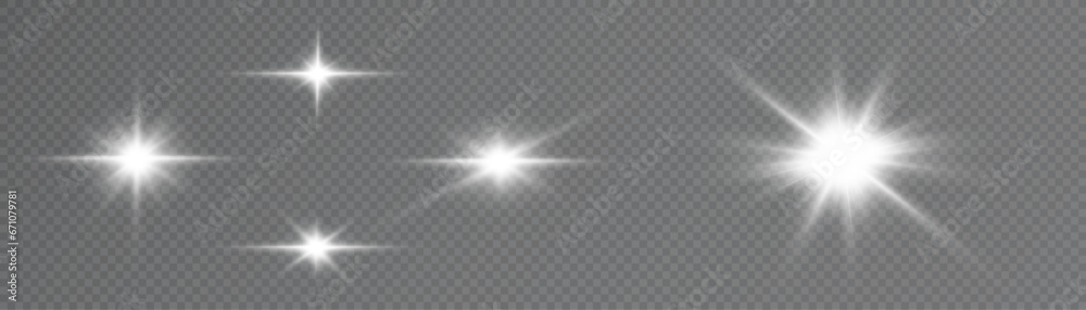 Vector magic white rays glow light effect isolated on transparent background. Christmas design ...