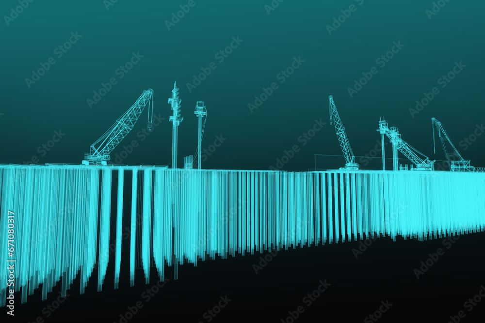 Berth construction. Scheme. The scene of the construction of a berth ...