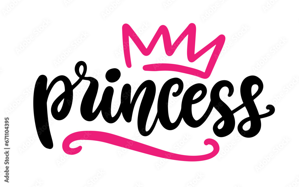 Princess hand written lettering. Little girl word Stock Vector | Adobe ...