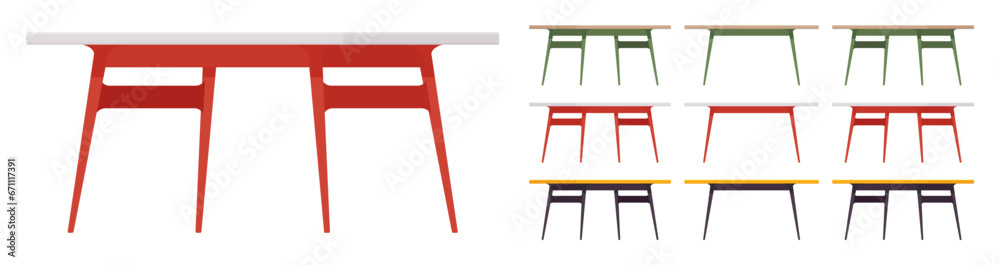 Dining table big bright set, living room desk, restaurant, hotel. Study ...